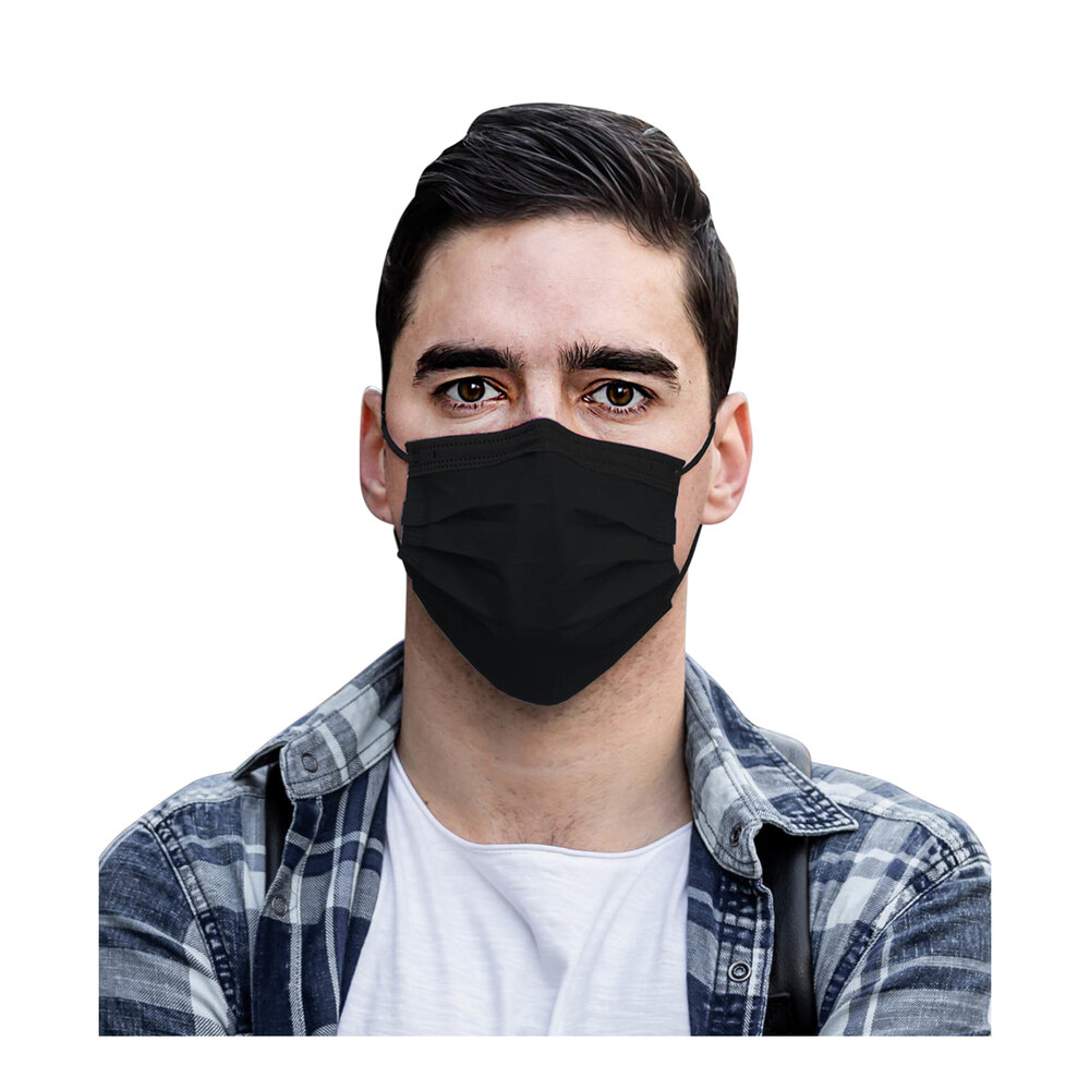 Cordova Black Adult General Purpose Polypropylene Face Mask - 50/Box