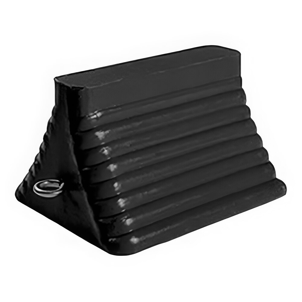 Durable 9" x 8" x 6" Black Molded Rubber Wheel Chock WC68-9B