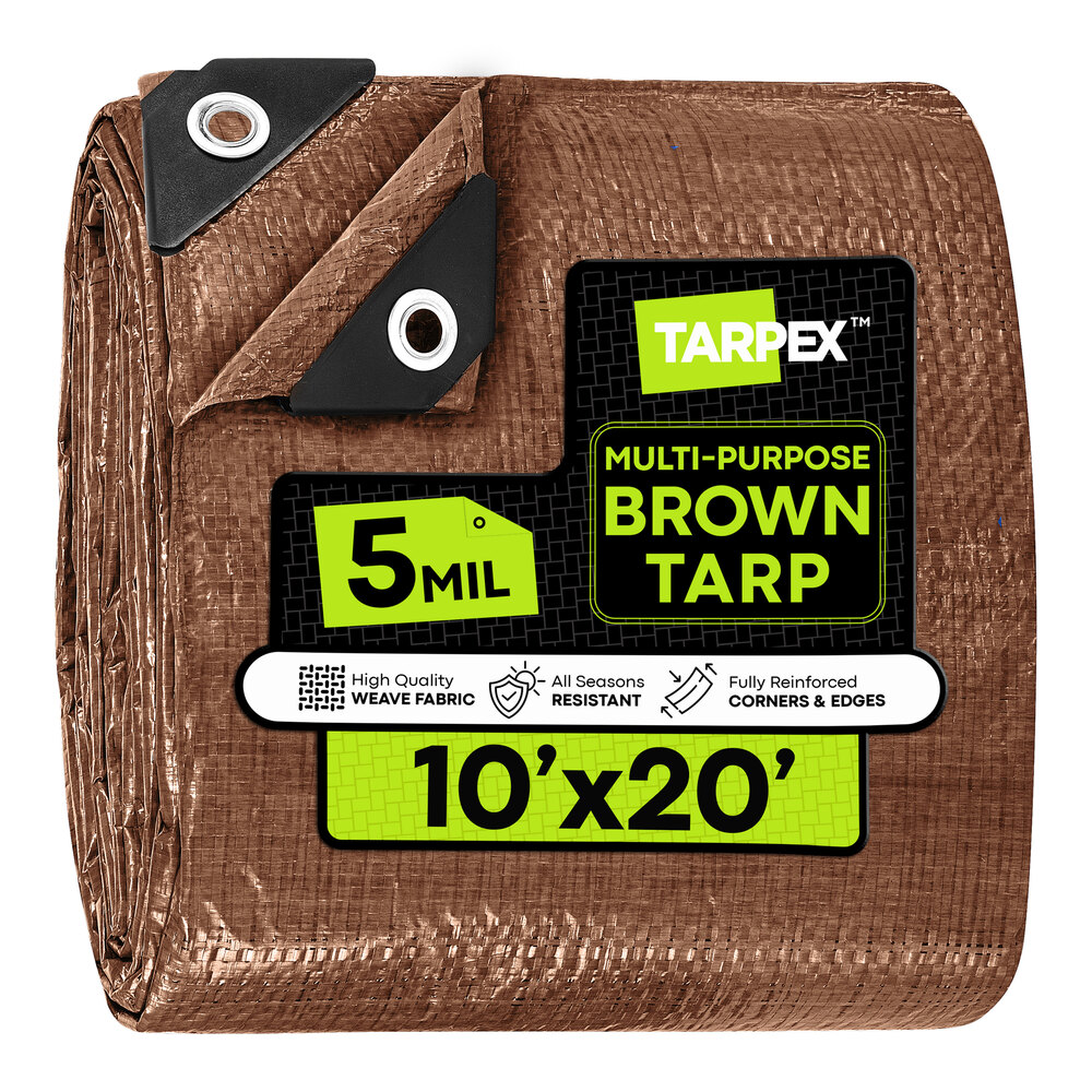 Tarpex 10' x 20' Brown Weather-Resistant 5 Mil Multipurpose ...