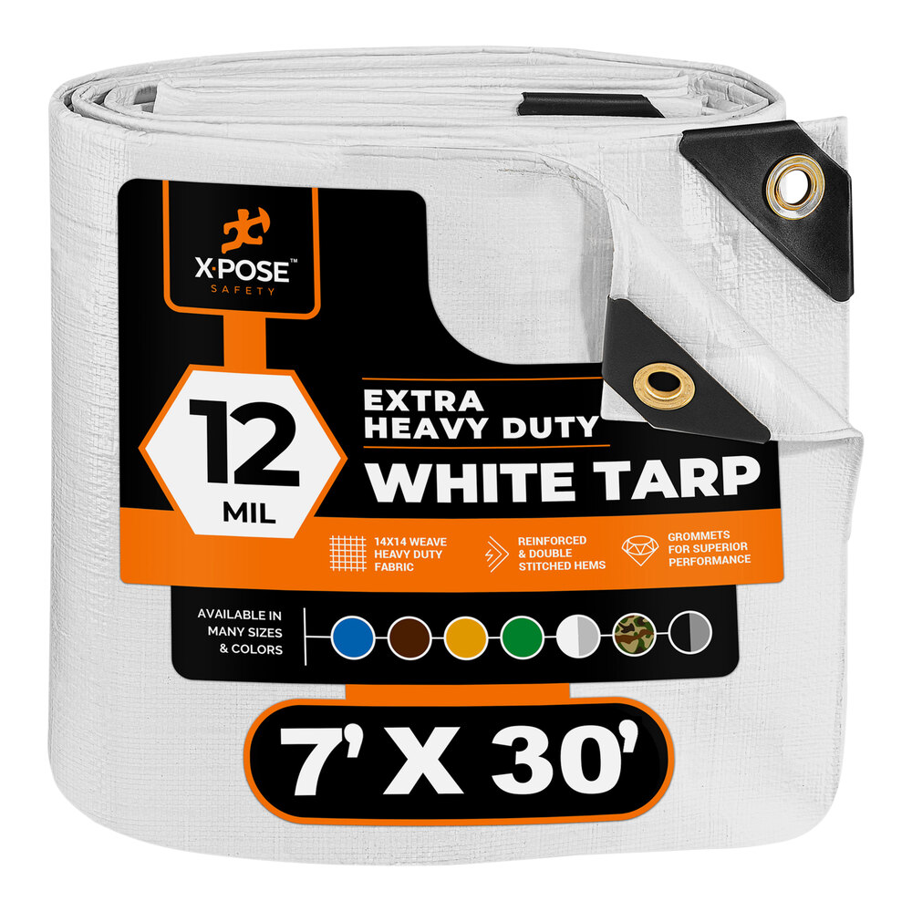 Xpose Safety 7' x 30' White Extra Heavy-Duty Weatherproof 12 Mil ...