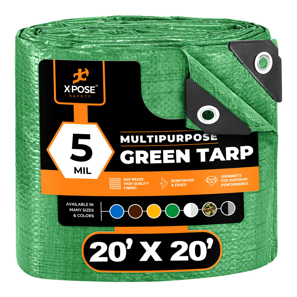 Xpose Safety 20' x 20' Green Weather-Resistant 5 Mil Multipurpose ...