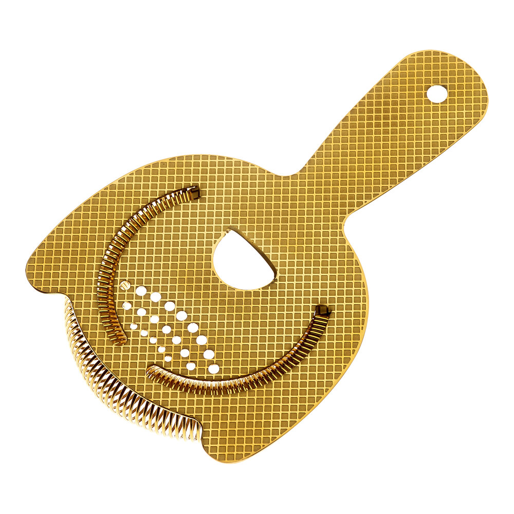 Barfly® 6" Gold-Plated Diamond Lattice Heavy-Duty Hawthorne Strainer ...