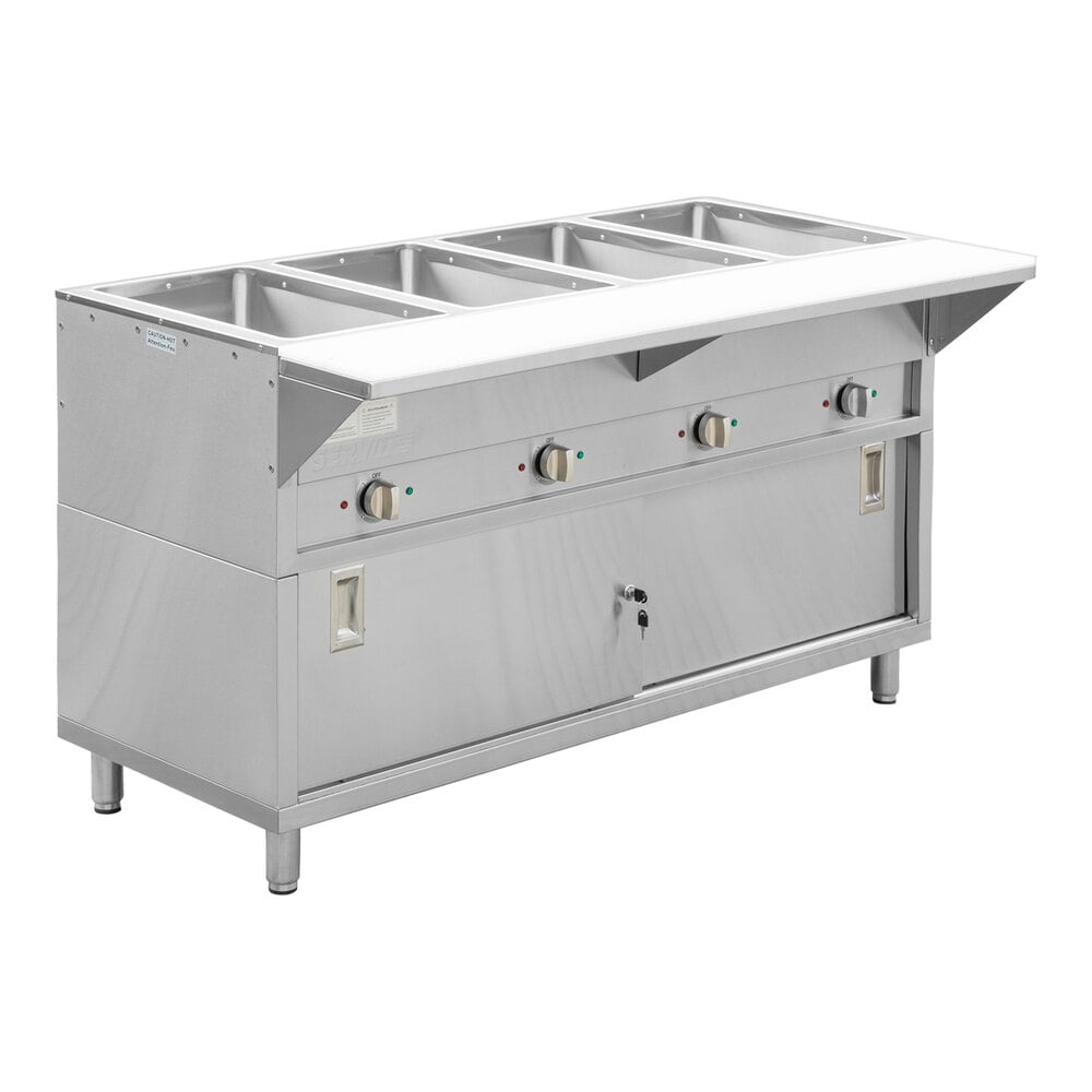 ServIt Four Pan Sealed Well Electric Steam Table with Fully Enclosed ...
