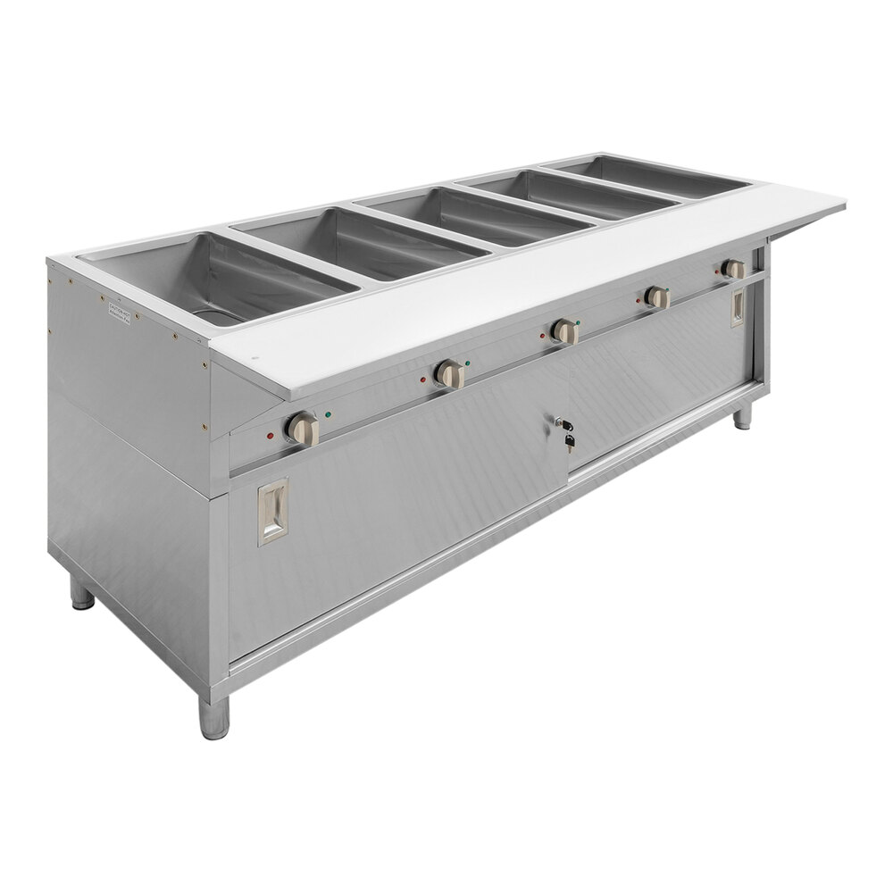 ServIt Five Pan Open Well Electric Steam Table with Fully Enclosed Base ...
