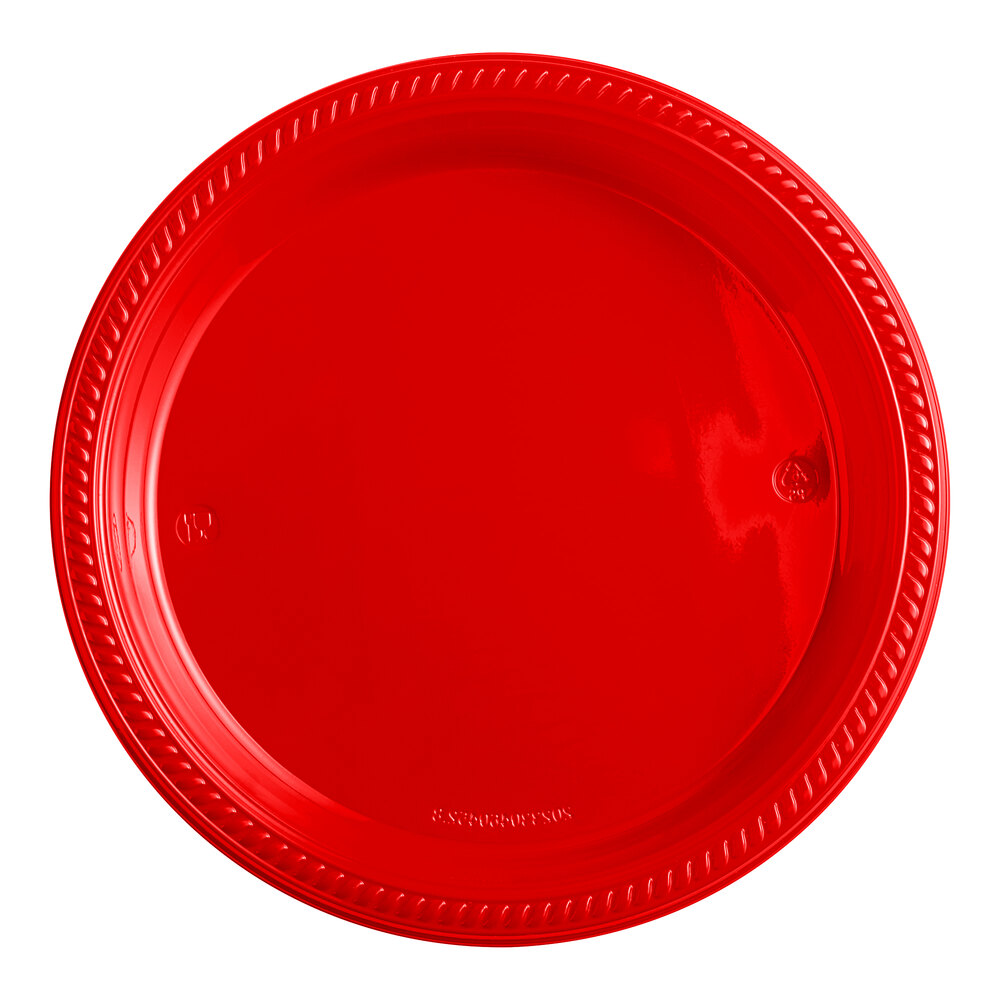 Choice 9" Red Plastic Plate - 125/Pack