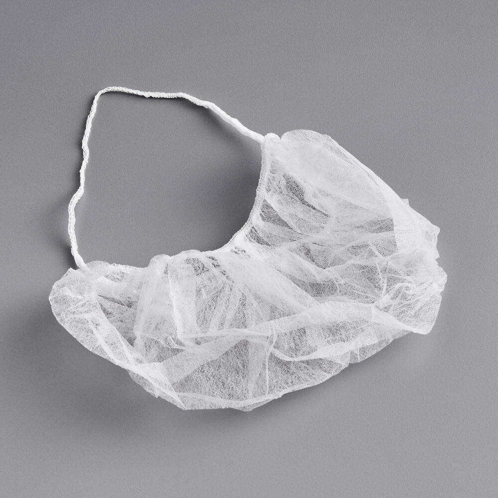 Choice 18" White Disposable Polypropylene Beard Net / Cover - 1,000/Case