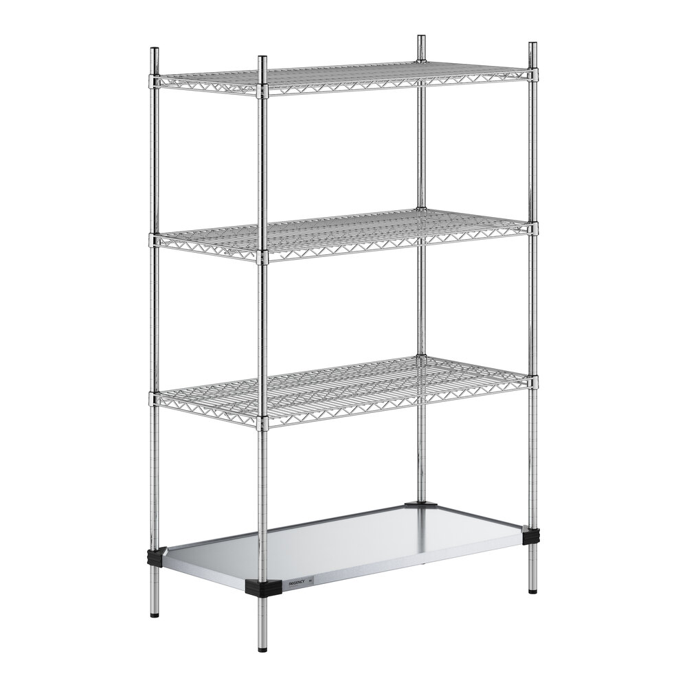 Regency 21" x 42" NSF Chrome Wire 4-Shelf Kit with Solid Galvanized ...