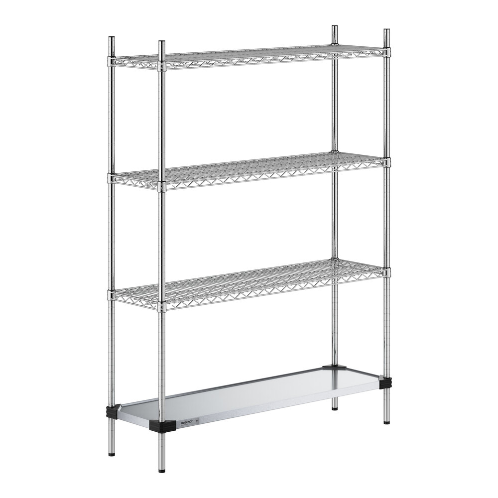Regency 14" x 48" NSF Chrome Wire 4-Shelf Kit with Solid Galvanized ...