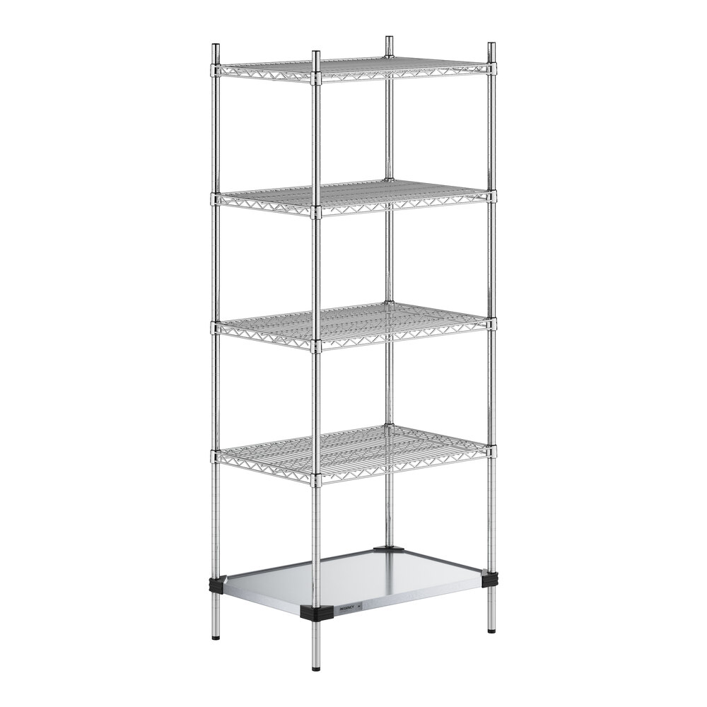 Regency 21" x 30" NSF Chrome Wire 5-Shelf Kit with Solid Galvanized ...