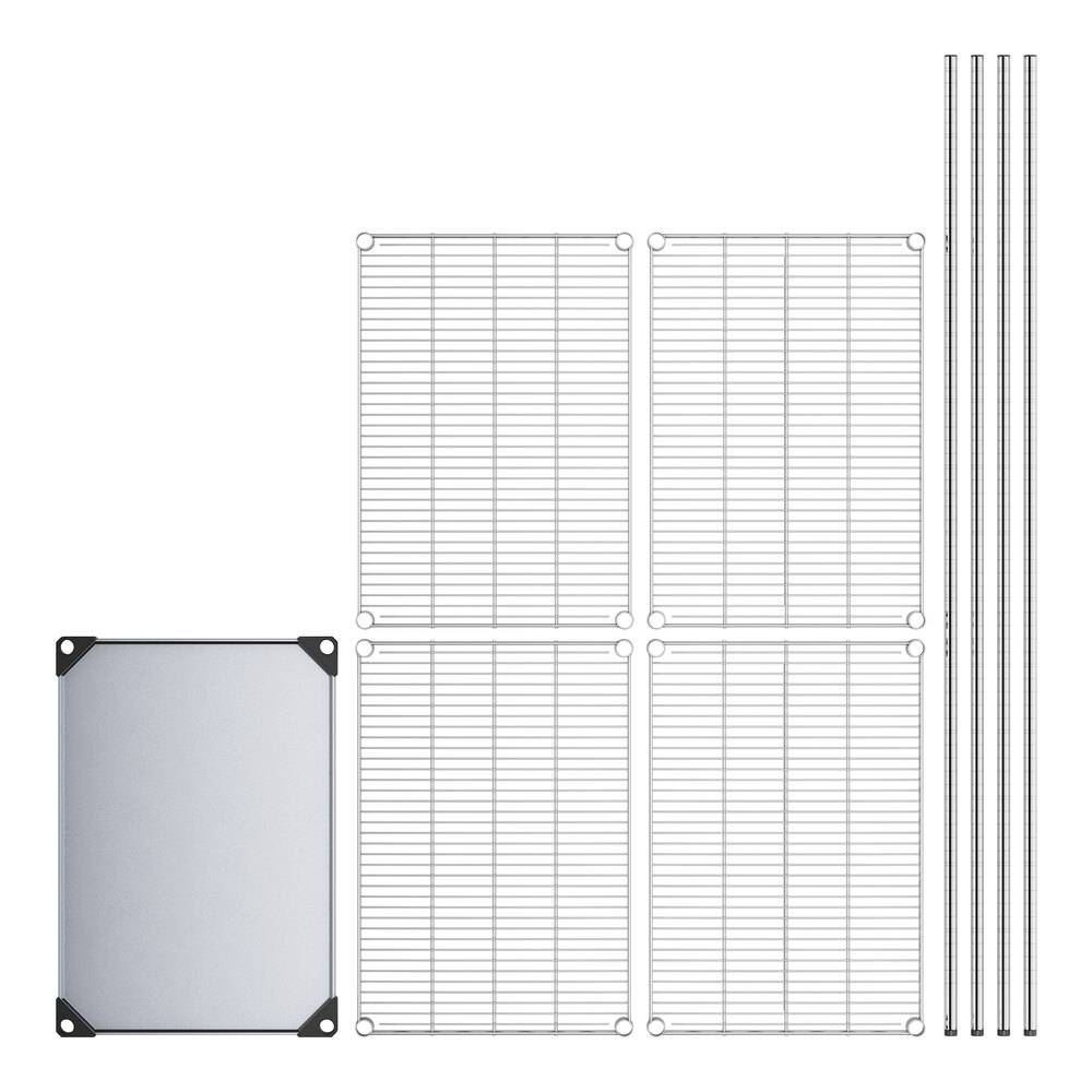 21" x 30" NSF Chrome Wire 5-Shelf Kit with Solid Galvanized Steel ...