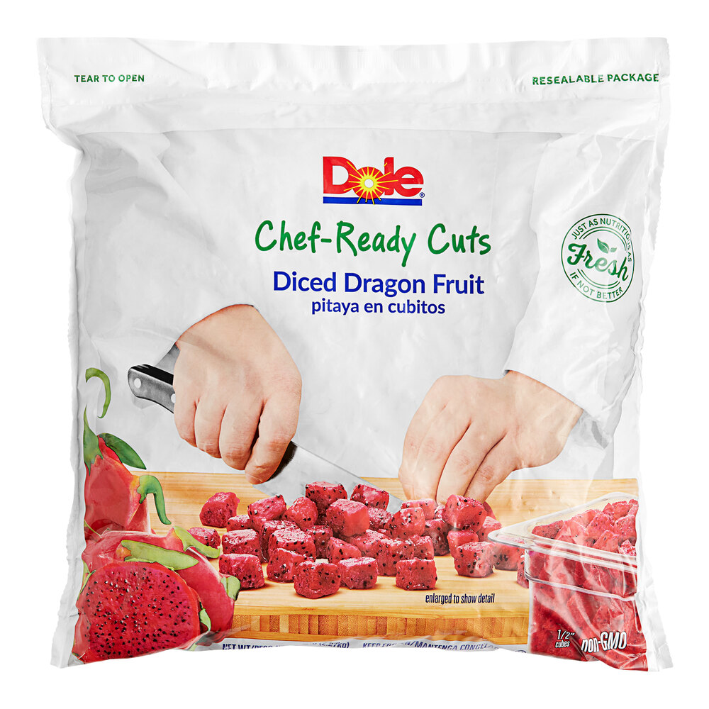 Dole Chef-Ready Cuts IQF Diced Pitaya Dragon Fruit 5 lb. - 2/Case
