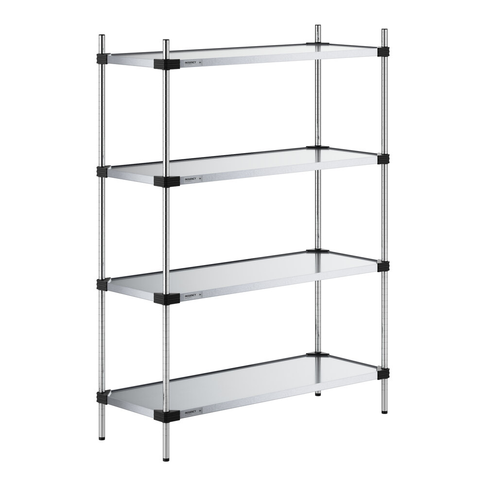 Regency 18" x 48" NSF Solid Galvanized Steel 4-Shelf Kit with 64" Posts