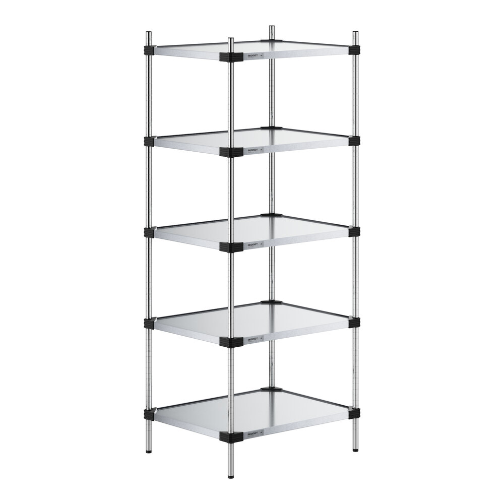24" x 30" Solid Galvanized Steel 5-Shelf Kit with 74" Posts