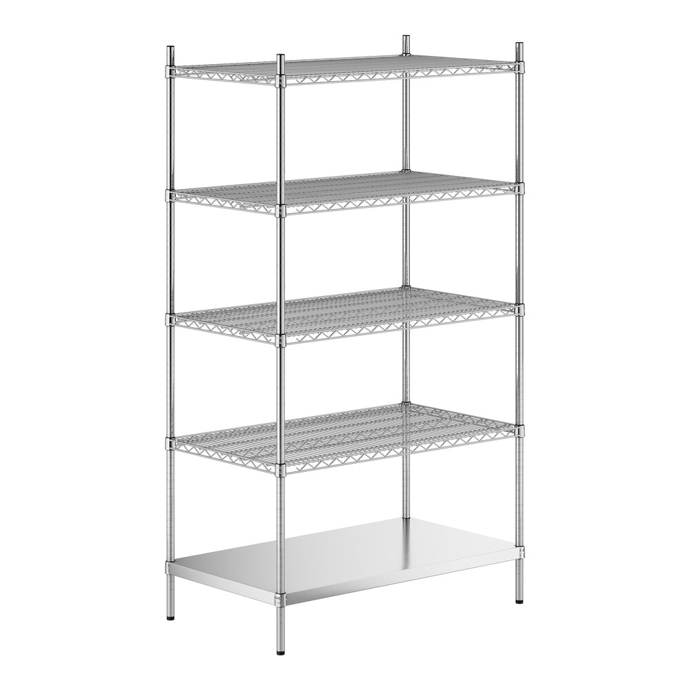 Regency 24" x 42" NSF Stainless Steel Wire 5-Shelf Kit with Solid ...