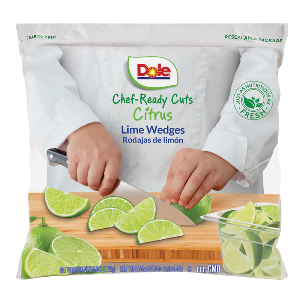 Dole Chef-Ready Cuts IQF Lime Wedges 5 lb. - 2/Case