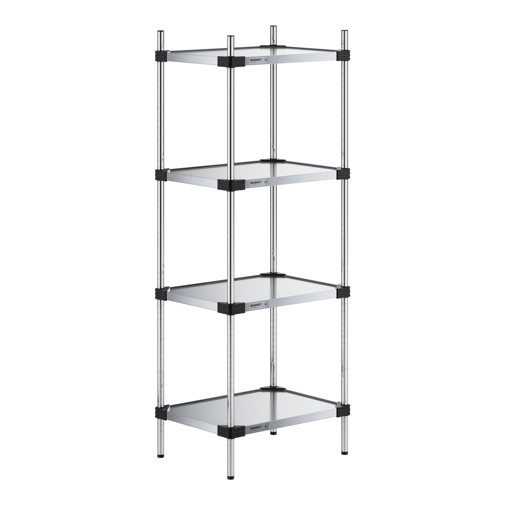 Regency 18" x 24" NSF Solid Galvanized Steel 4-Shelf Kit with 64" Posts