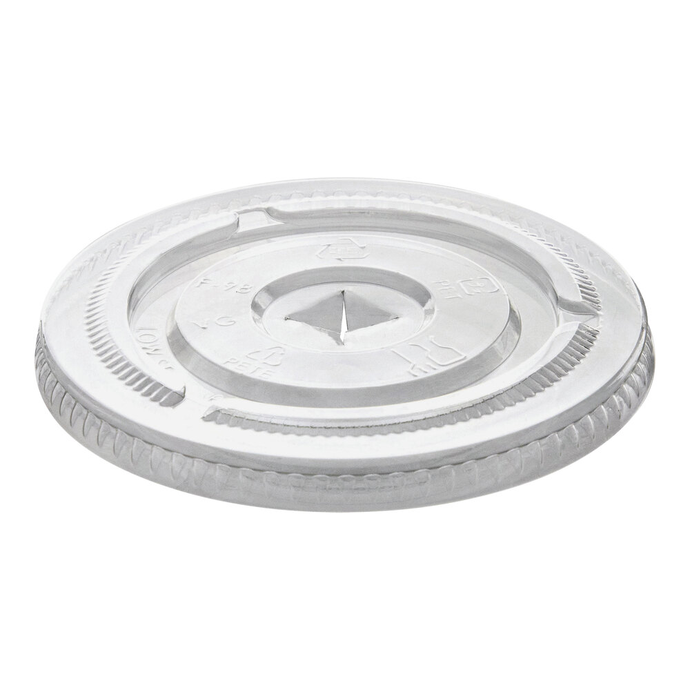 Eco-Products BlueStripe 9, 12, 16, 20, and 24 oz. RPET Flat Plastic ...