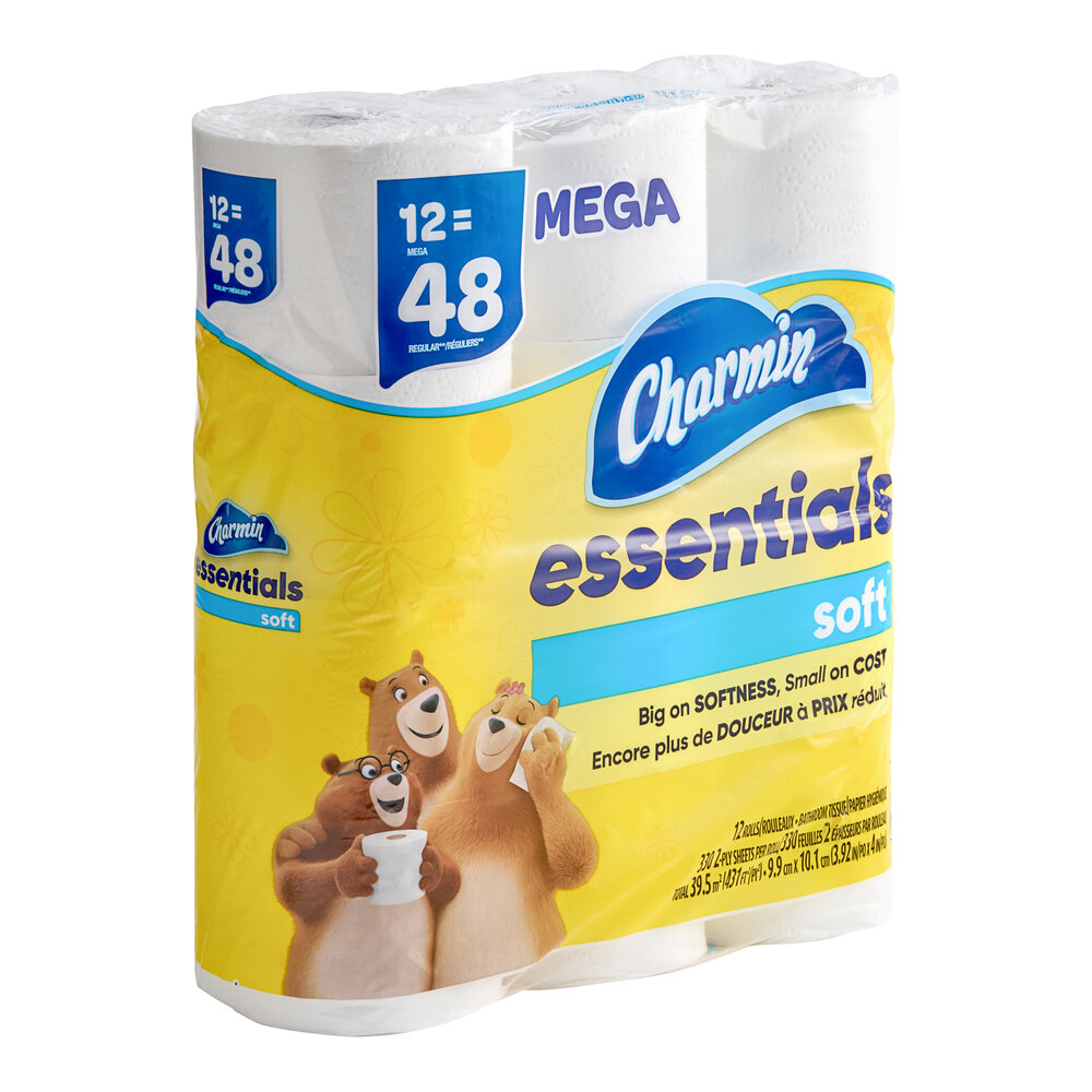 Charmin Essentials Soft 4" x 4" 2-Ply 330 Sheet Toilet Paper Mega Roll ...