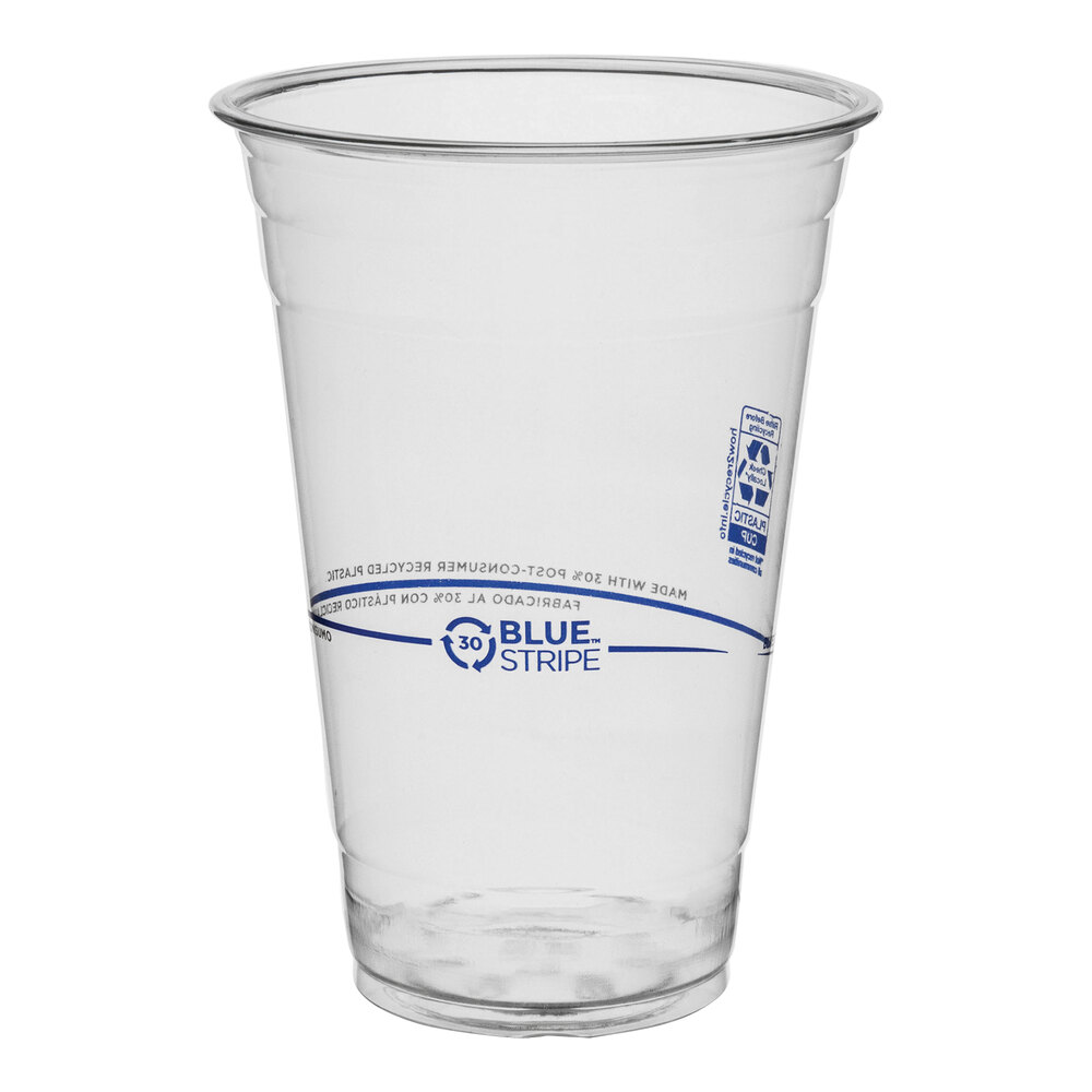Eco-Products BlueStripe 20 oz. RPET Plastic Cold Cup - 1,000/Case
