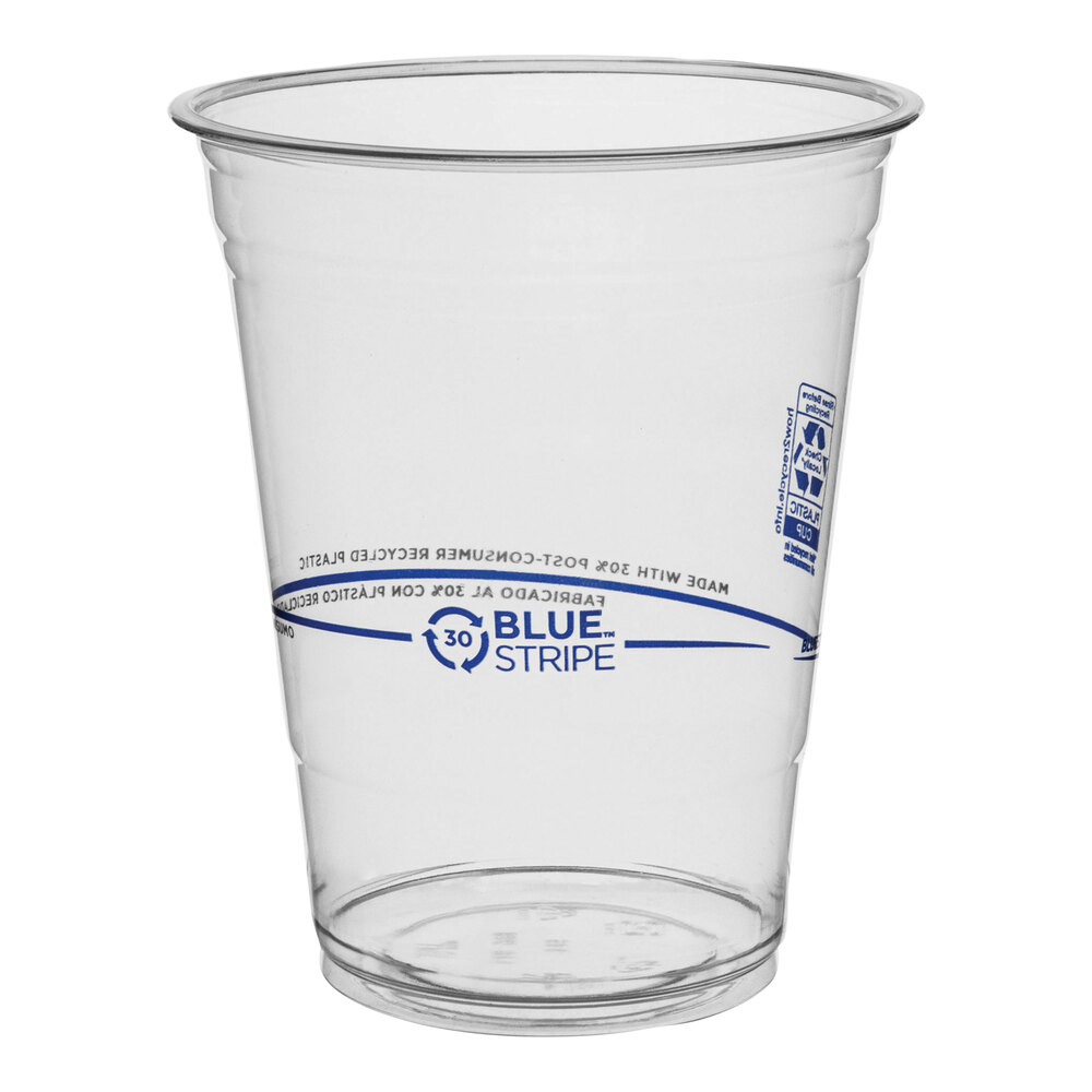 Eco-Products BlueStripe 16 oz. RPET Plastic Cold Cup - 1,000/Case