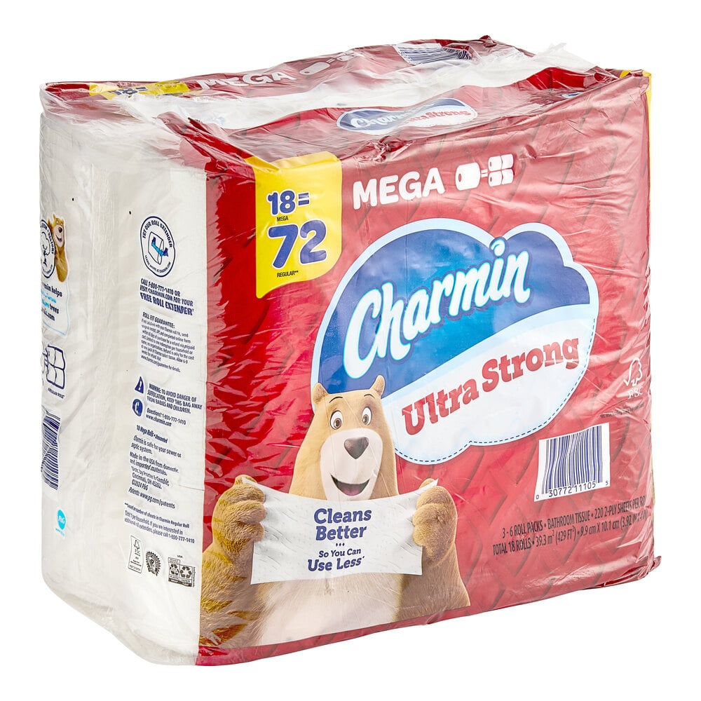 Charmin Ultra Strong 4" x 4" 2-Ply 220 Sheet Toilet Paper Mega Roll ...