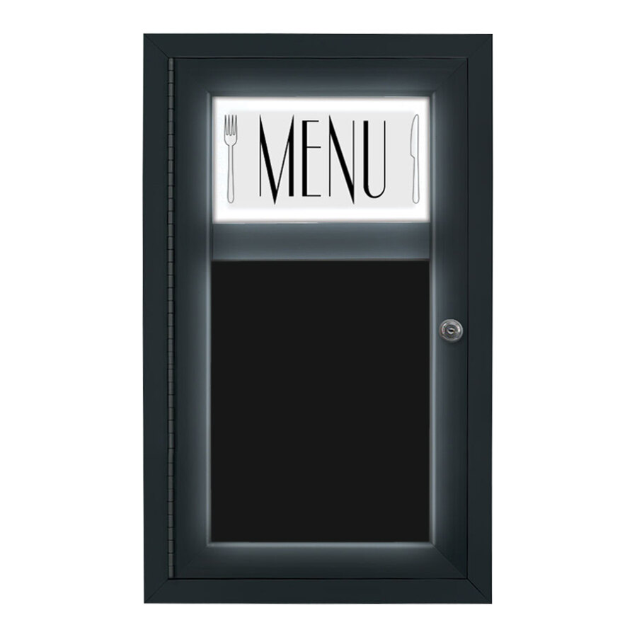 United Visual Products 15" x 25" Black Single Door Enclosed Magnetic ...