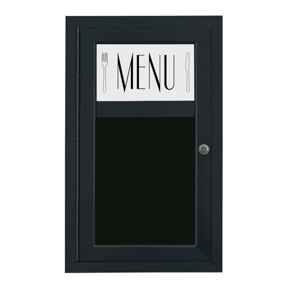 United Visual Products 15" x 25" Black Single Door Enclosed Magnetic ...
