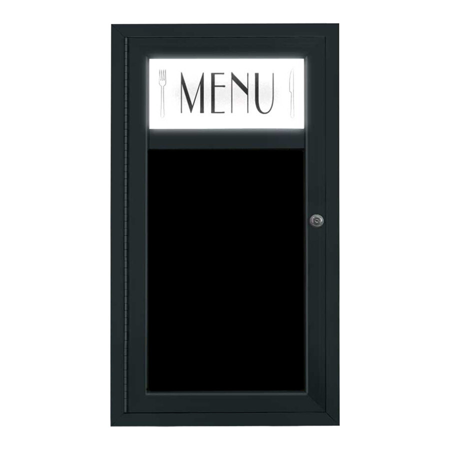 United Visual Products 18" x 32" Black Single Door Enclosed Magnetic ...