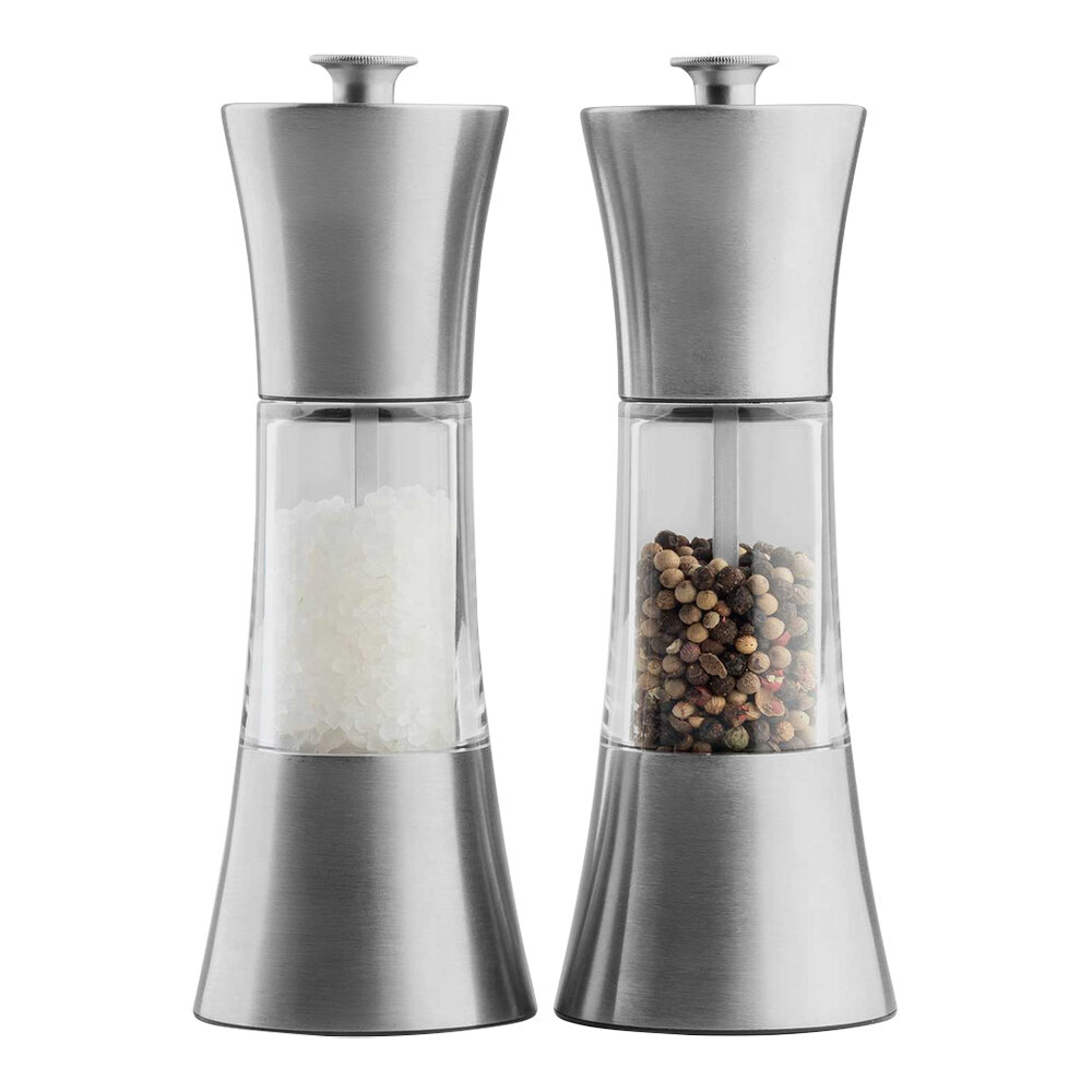 TableCraft 4 oz. Stainless Steel Salt and Pepper Mill Set