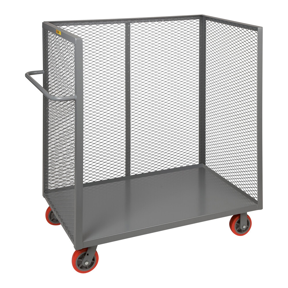 Little Giant 30" x 60" x 58 1/2" 3-Sided Lipped Bulk Truck with Mesh Sides and 6" Polyurethane ...