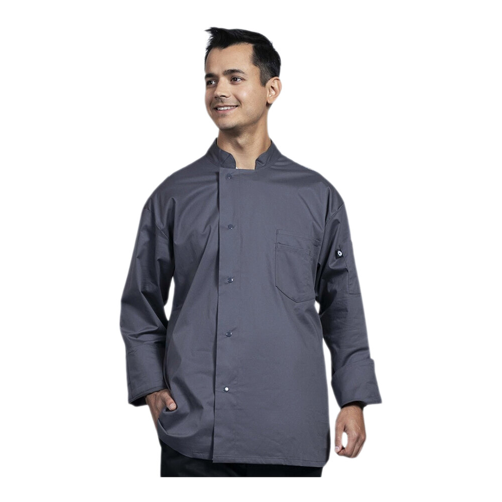 Uncommon Chef Genoa Unisex Customizable Slate Long Sleeve Chef Coat ...