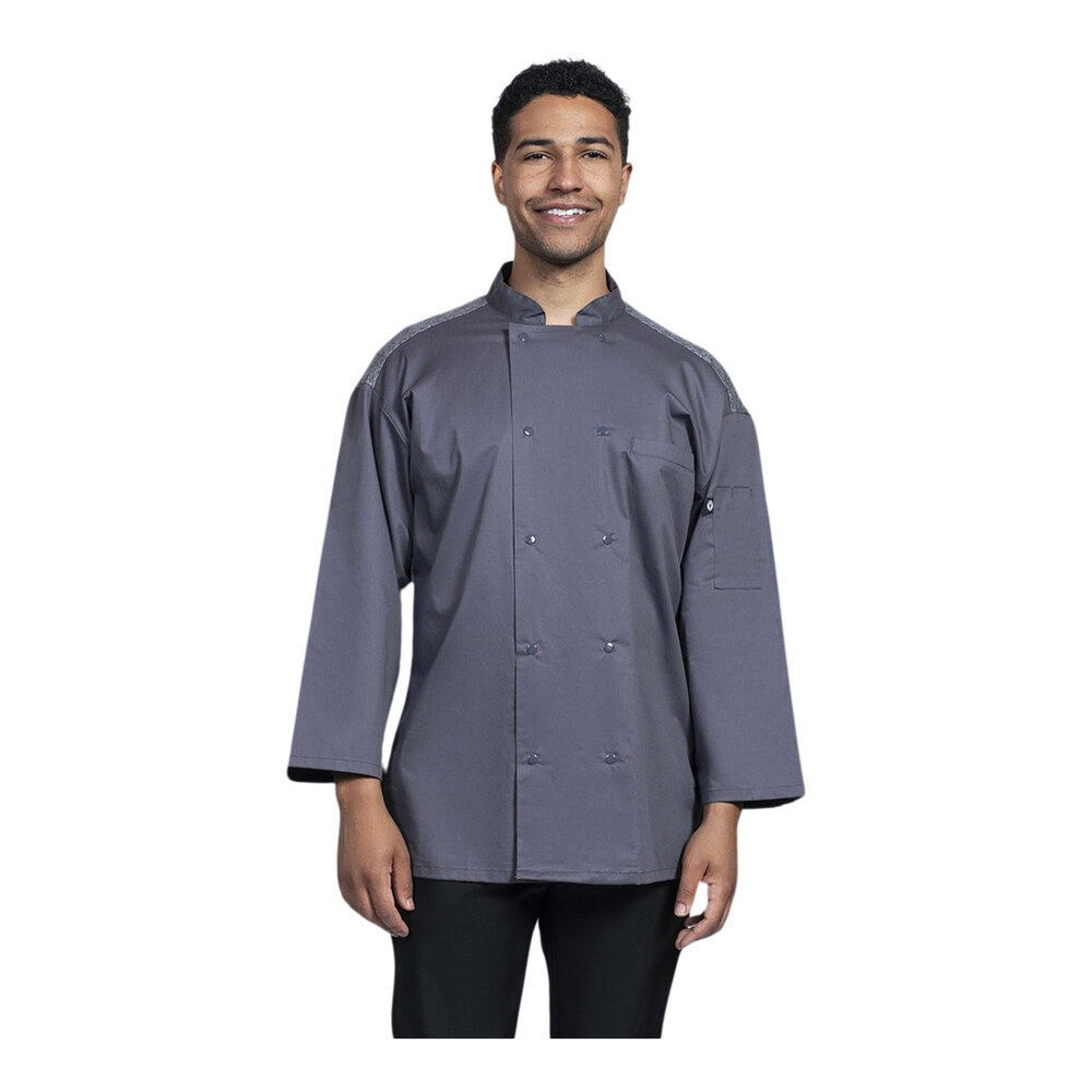 Uncommon Chef Split Unisex Customizable Slate 3/4 Sleeve Chef Coat with ...