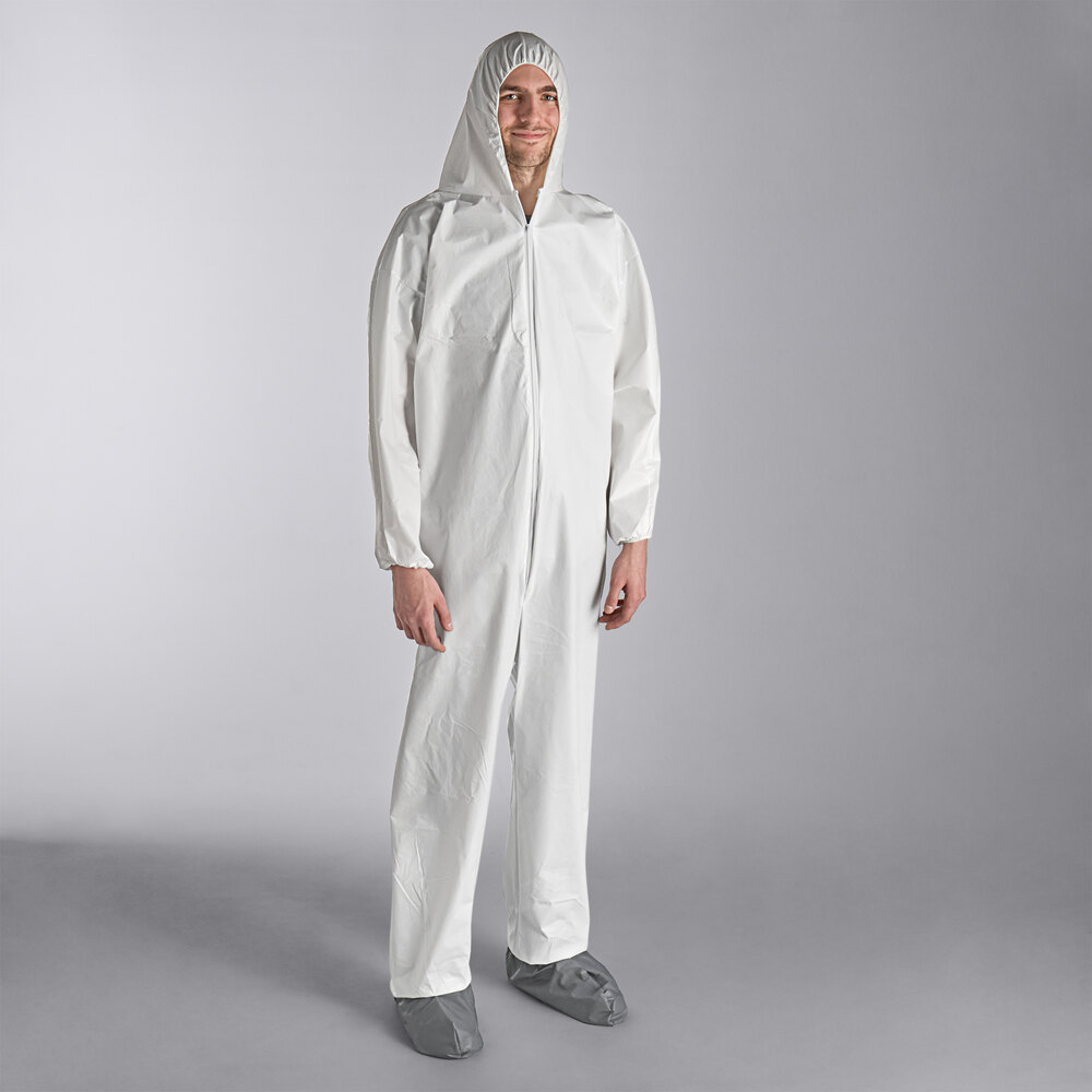 Lavex White 53 GSM Heavy Weight Microporous Polypropylene Zipper Front ...