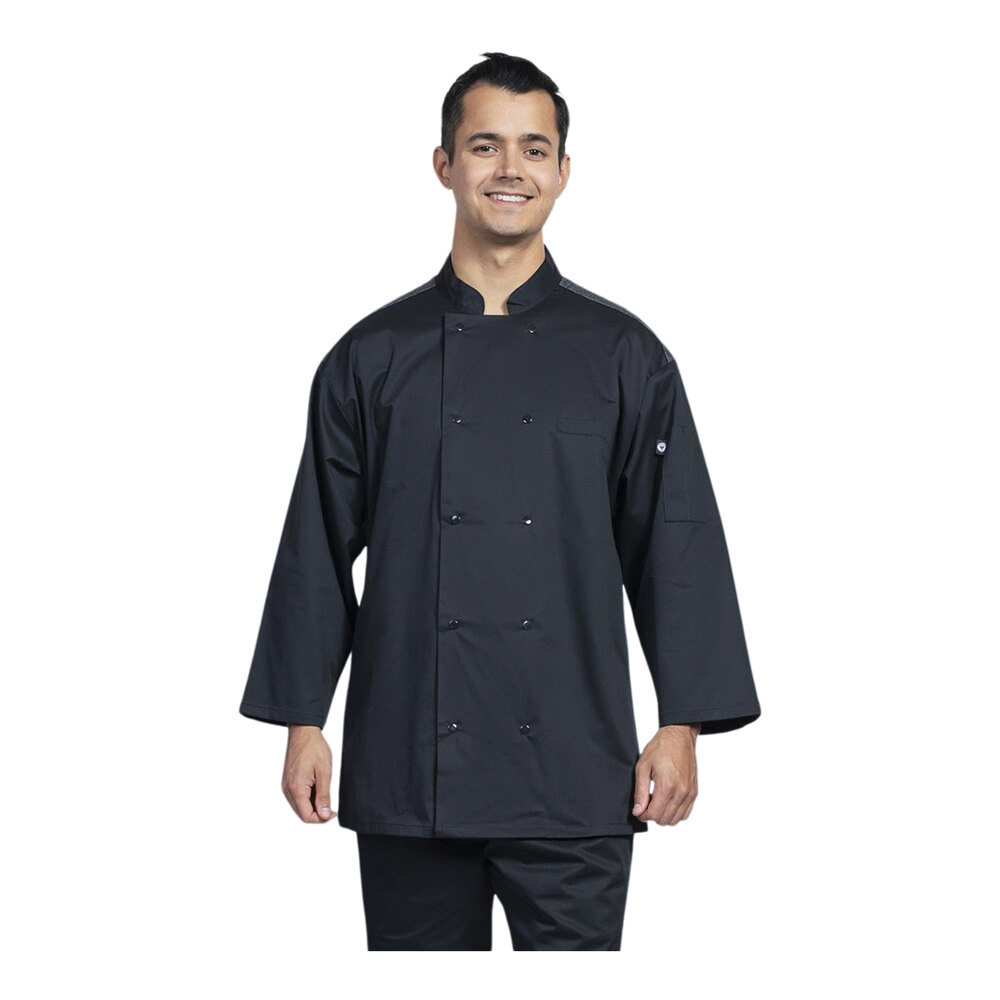 Uncommon Chef Split Unisex Customizable Black 3/4 Sleeve Chef Coat with ...