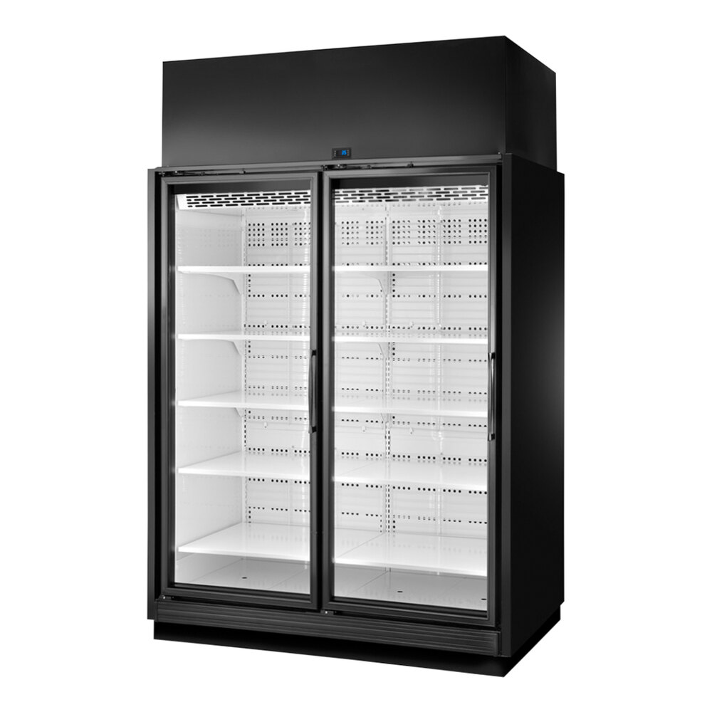 True TRM2M-NN-BLK-WHT-1BLKLL-4 67 1/2" Black Refrigerated Glass Door ...