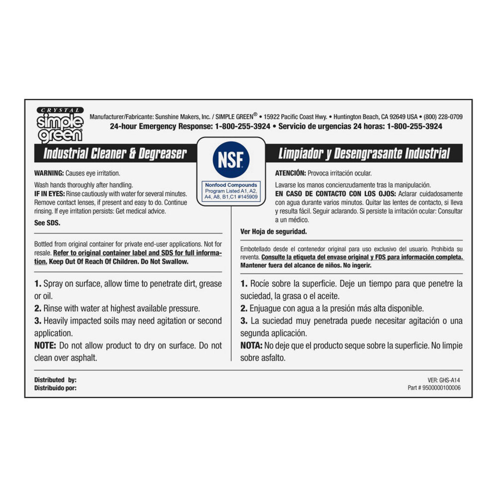 Simple Green Crystal 9510001000006 Industrial Cleaner and Degreaser ...