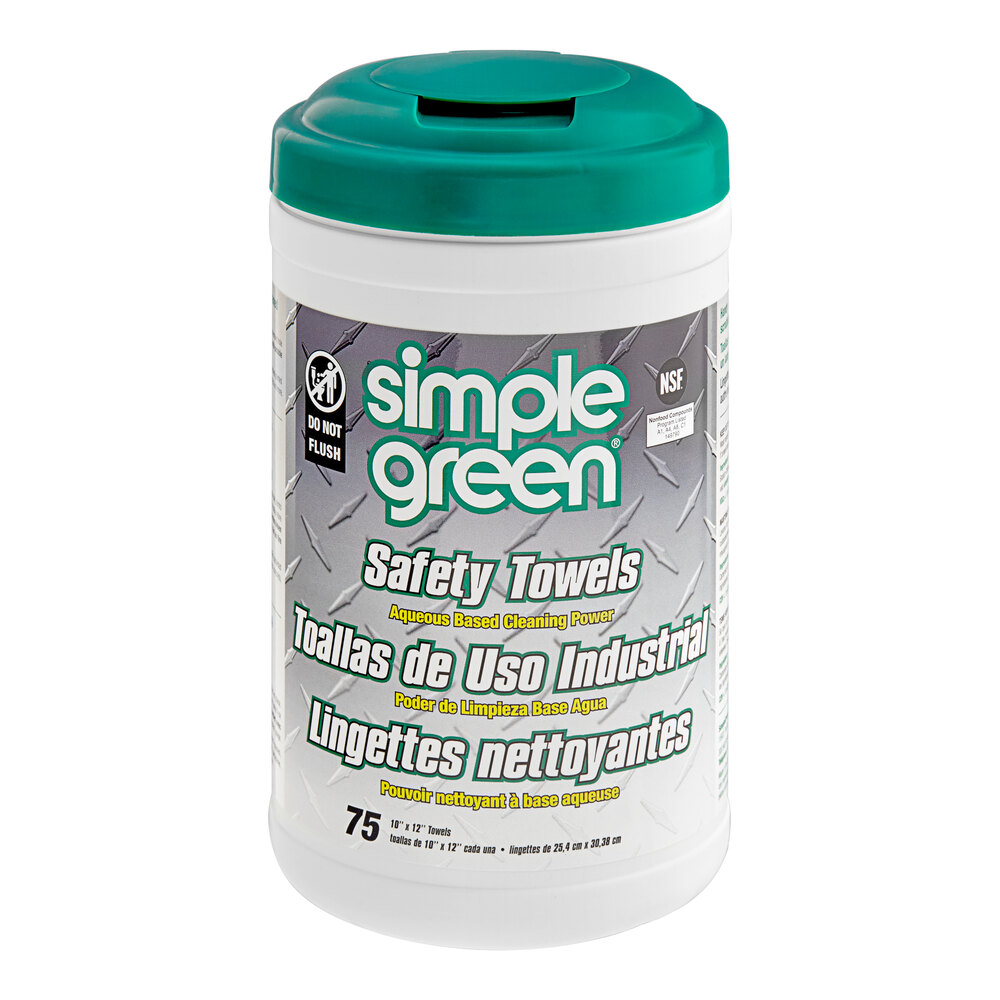 Simple Green Safety Towels 10" x 12" 75-Count Multi-Purpose Cleaning ...