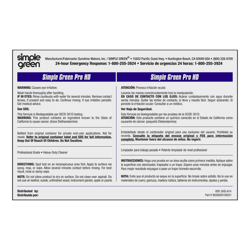 Simple Green Pro HD 9510001000021 Heavy-Duty Cleaner and Degreaser ...