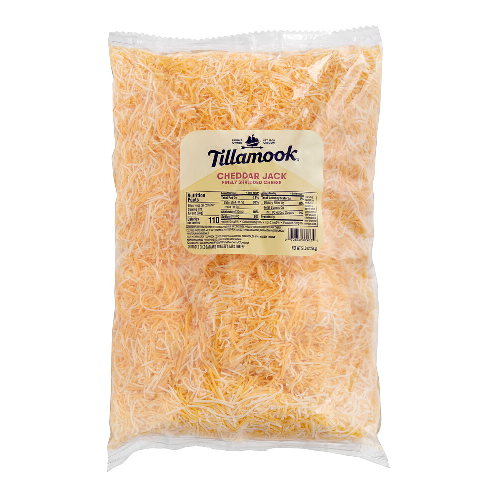 Tillamook Finely Shredded Cheddar Jack Cheese 5 lb. Bag - 4/Case