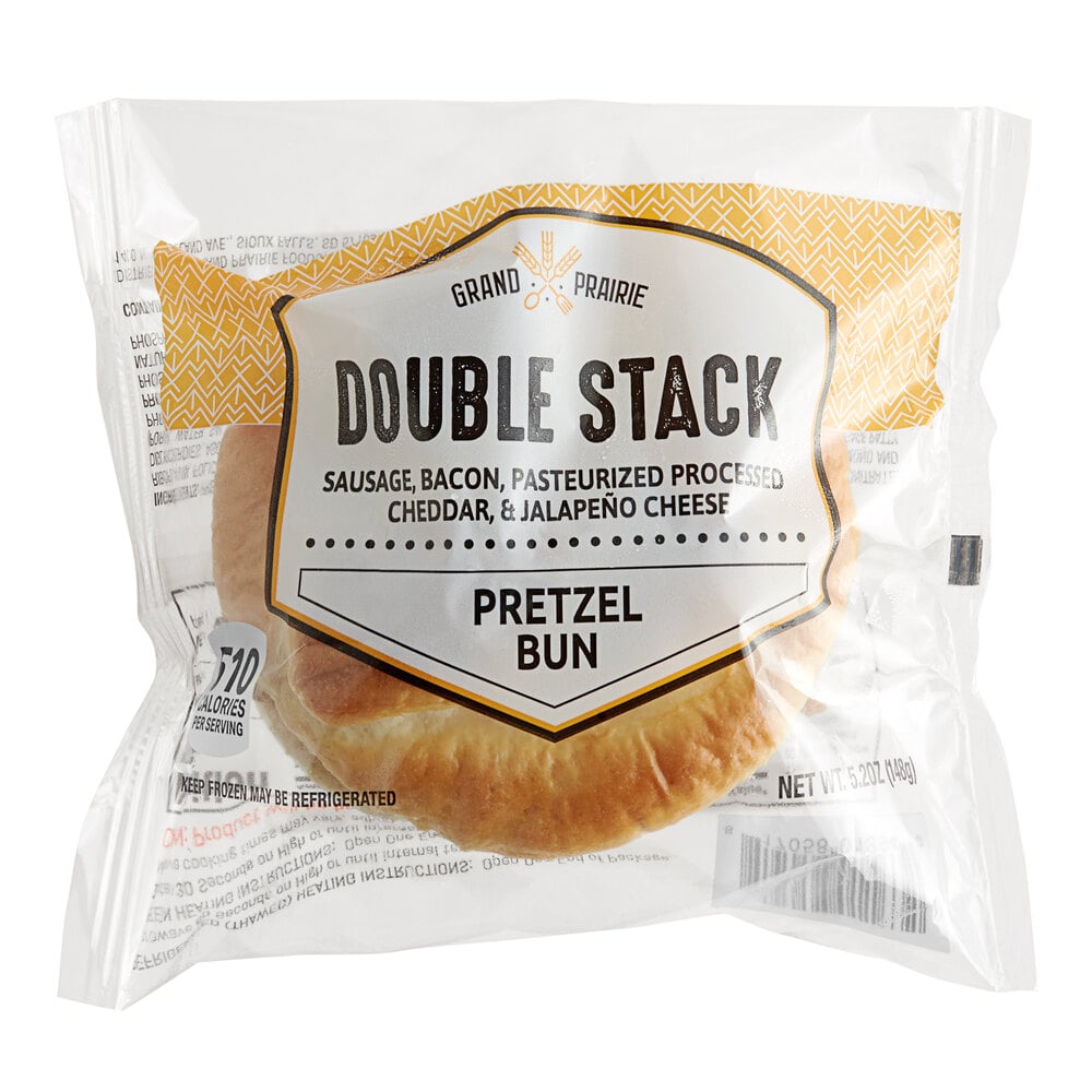 Grand Prairie Sausage, Bacon, and Cheese Pretzel Bun Sandwich 5.2 oz ...