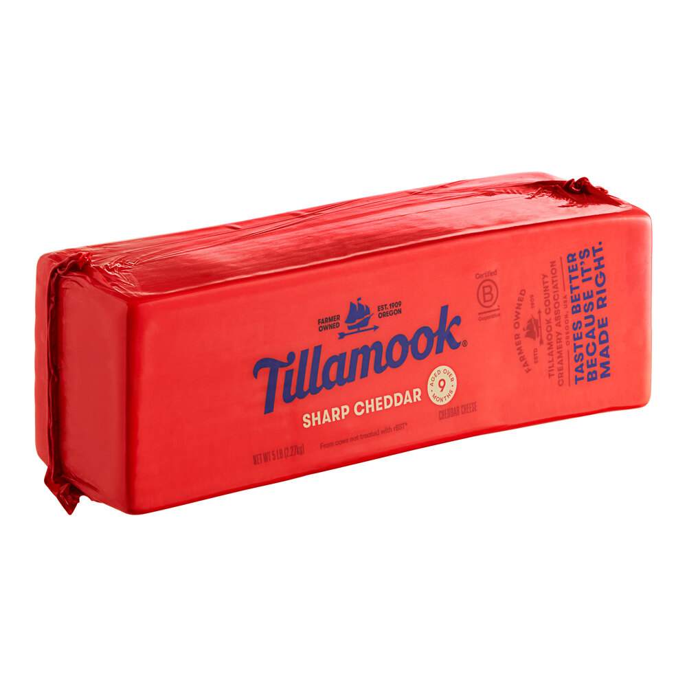 Tillamook Sharp Yellow Cheddar Cheese Block 5 lb. - 2/Case