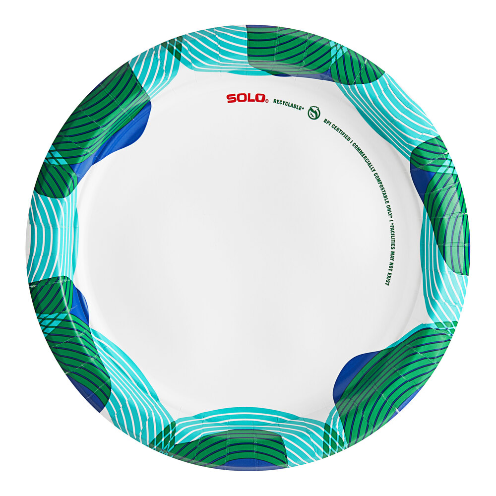 Solo Bold Hold™ 10" Heavy Weight Round Ripples Paper Plates - 100/Pack