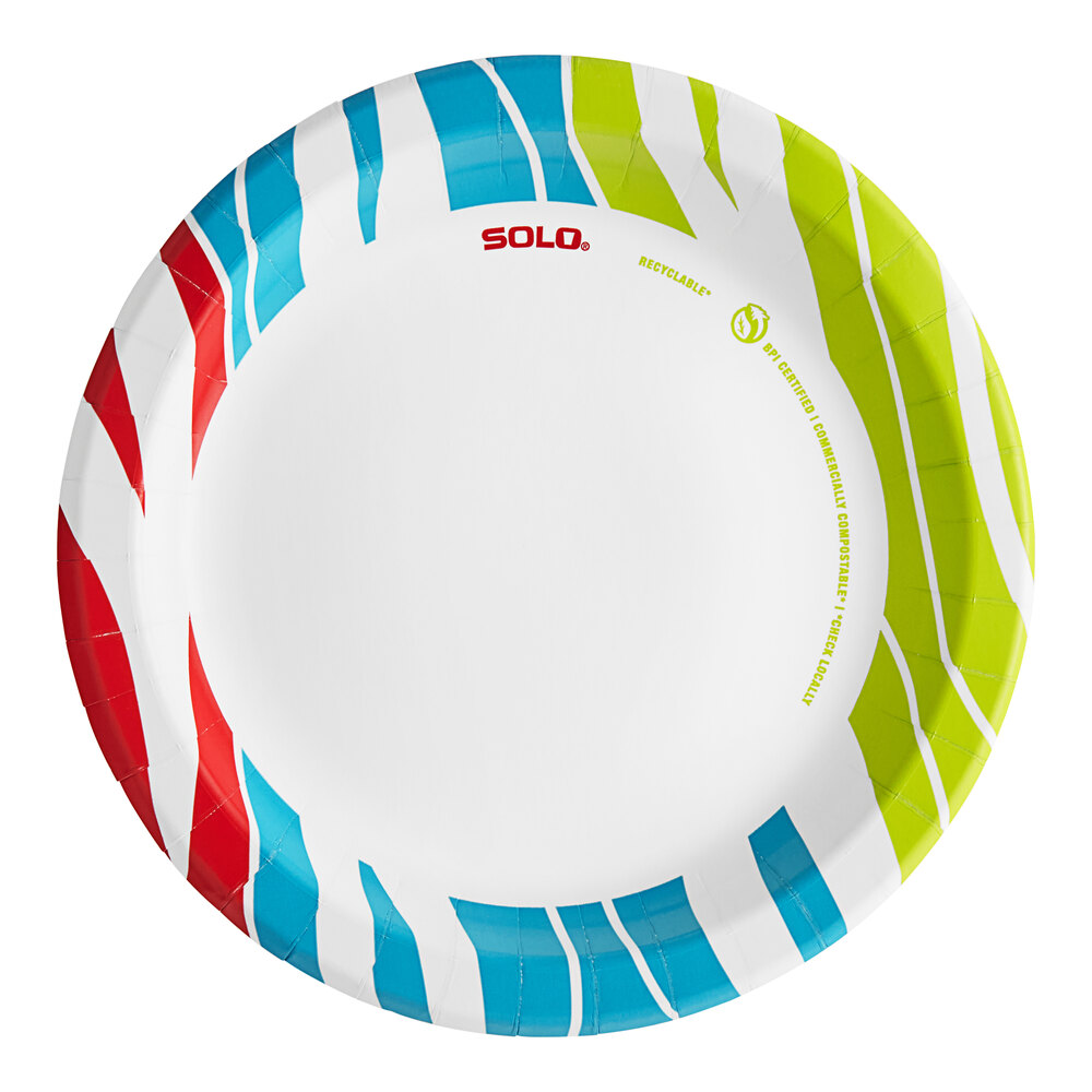Solo AnyDay 8 1/2" Round Wavy Tropics Paper Plates - 140/Pack