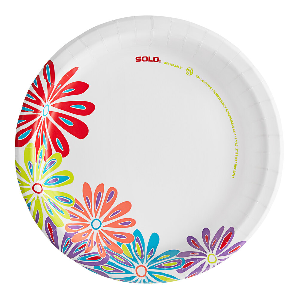 Solo AnyDay 10" Round Lush Blooms Paper Plates - 150/Pack