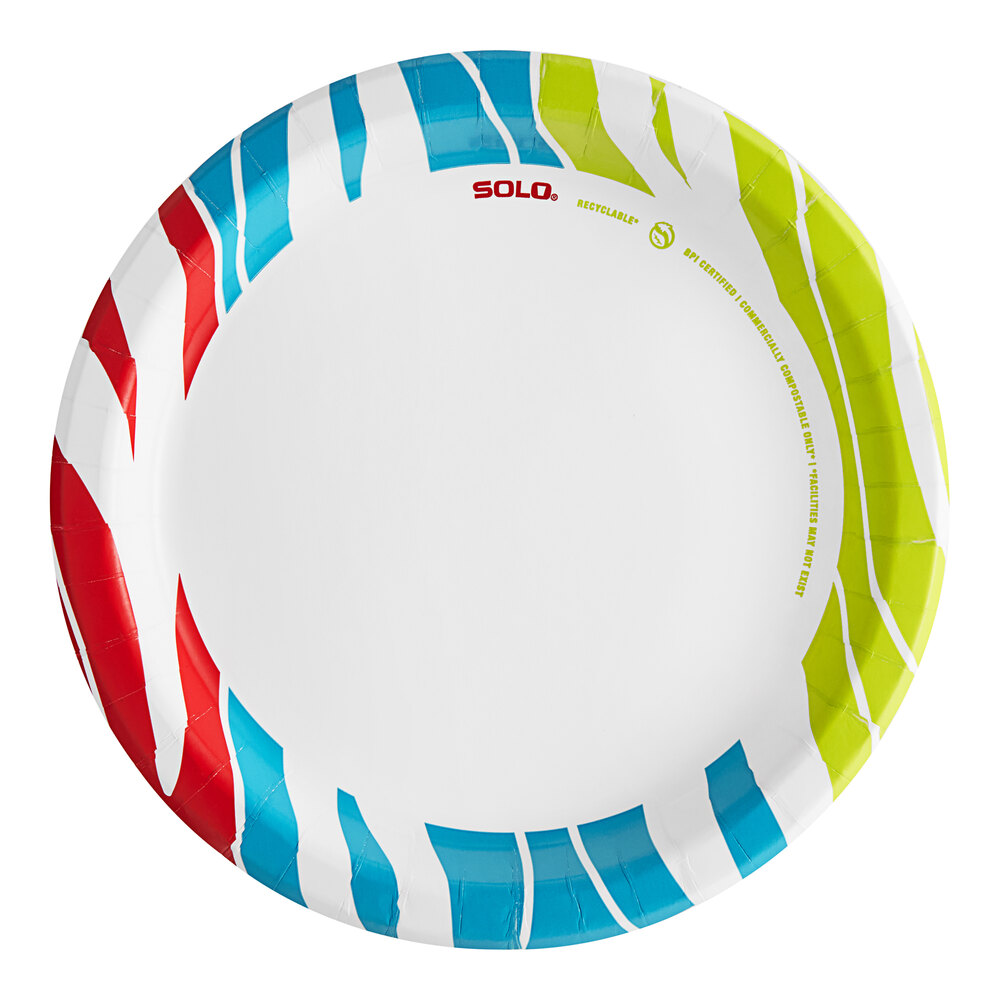 Solo AnyDay 10" Round Wavy Tropics Paper Plates - 150/Pack