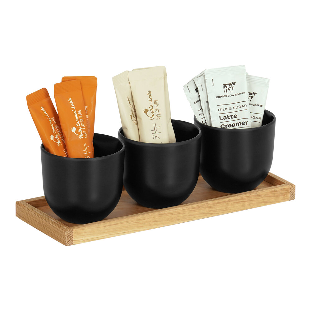 Cal-Mil Sydney 12 3/4" x 5" x 4 1/2" Oak Condiment Organizer with 3 ...