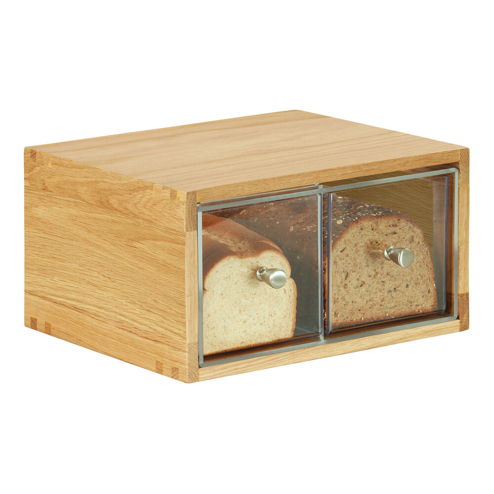 Cal-Mil Sydney 13 5/8" x 13" x 7 1/8" 2-Drawer Oak Bread Display Case ...