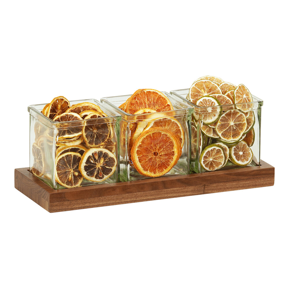 Cal-Mil Sydney 12 3/4" x 5" x 4 1/2" Walnut Condiment Organizer with 3 ...