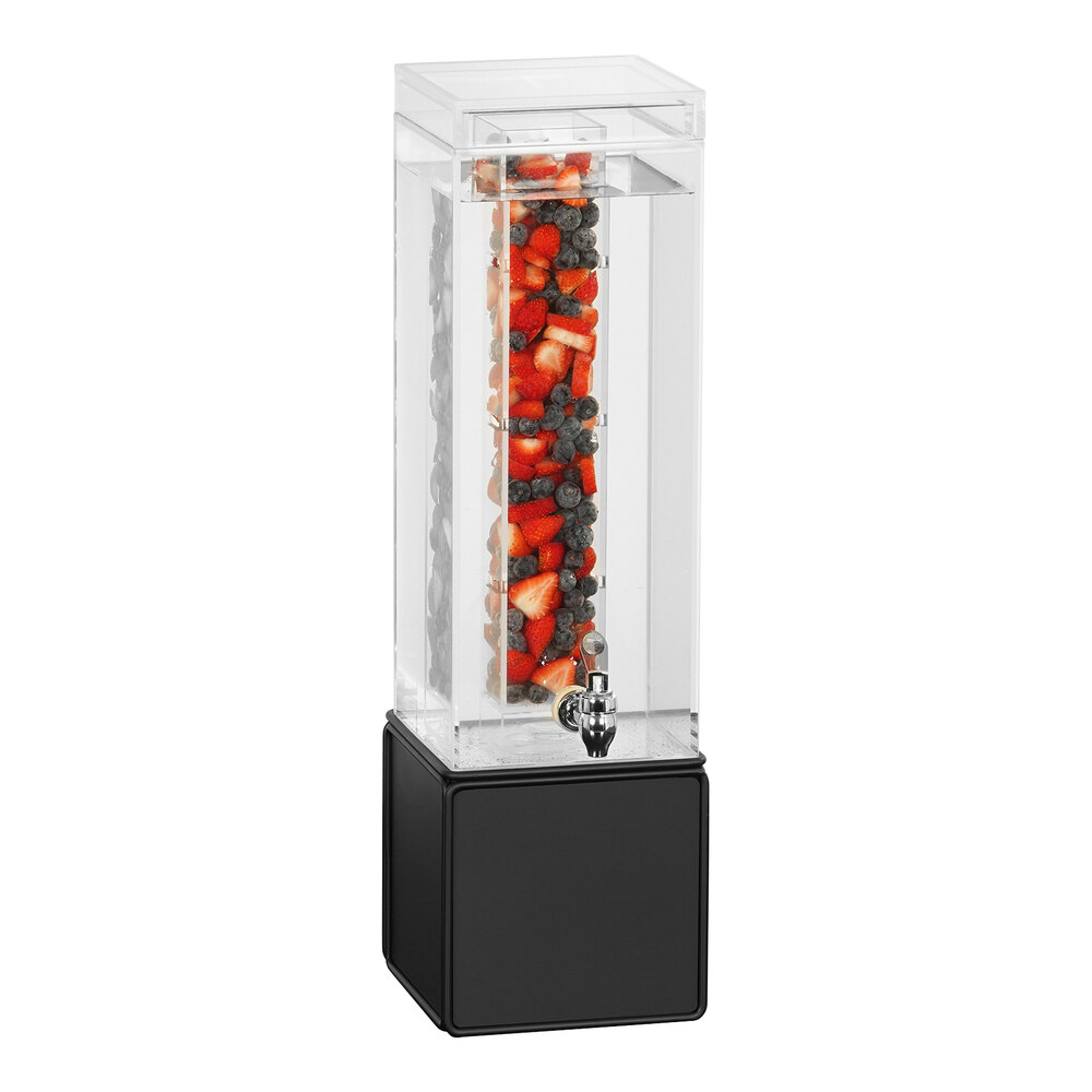 Cal-Mil Onyx 3 Gallon Square Beverage Dispenser with Infusion Chamber ...