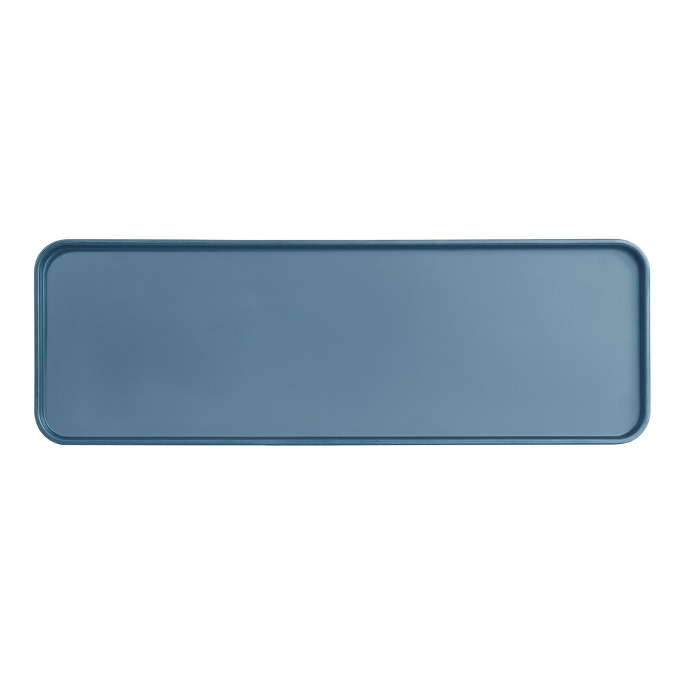 Cal-Mil Hudson 18" x 6" Stone Blue Rectangular Raised Rim Melamine Platter